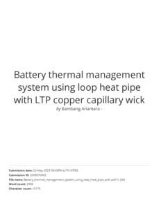 Battery thermal management system using loop heat pipe with LTP copper capillary wick - repo unpas